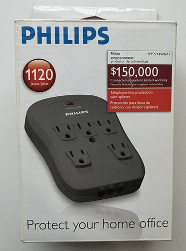 Phillips Surge Protector Phone line protection w/ splitter Open Box ...
