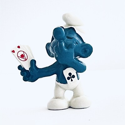 Smurfs 20056 Card Player Smurf PVC Figure Vintage 1979 Magic Trick ...