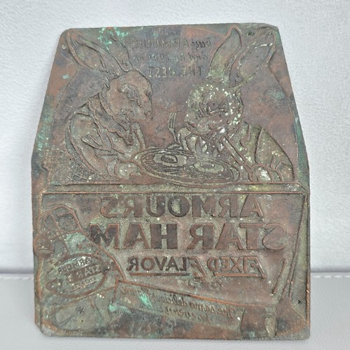 VTG Armour's Star Ham Letterpress Metal Plate Advertising Rabbits ...