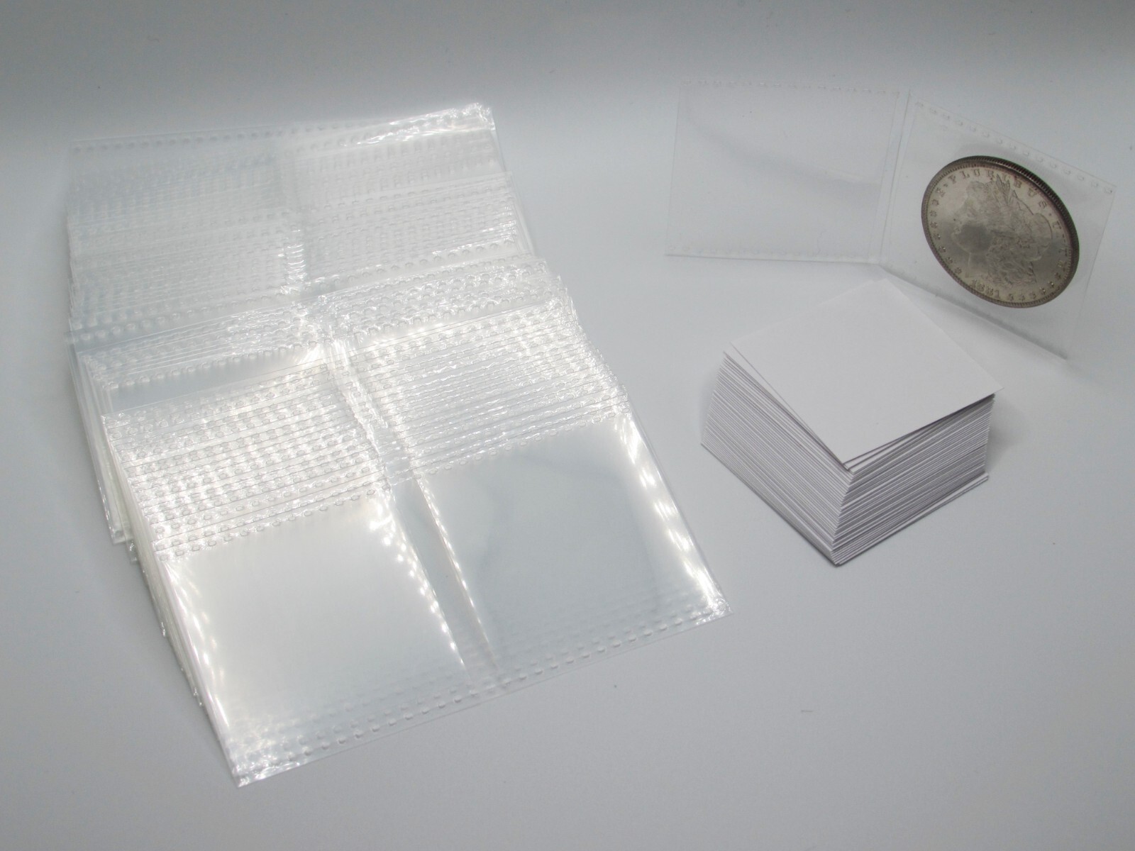 25 2" Polypropylene Coin Flips+paper inserts - 2x2 plastic PVC-free ...