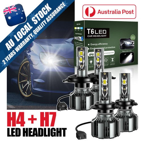 2x H4+H7 LED Headlight Hi/Lo Beam Bulbs 6000K For Ford Falcon BA BF FG ...