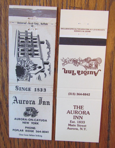 STAGECOACH MATCHBOOK COVERS: AURORA INN AURORA-ON-CAYUGA NY MATCHCOVERS ...