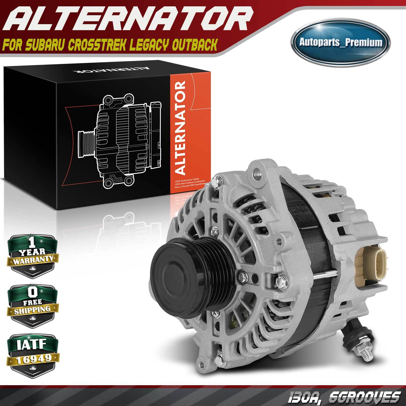 Alternator for Subaru Crosstrek 2.0L Legacy Outback 2.5L 130A 12V CW 6 ...