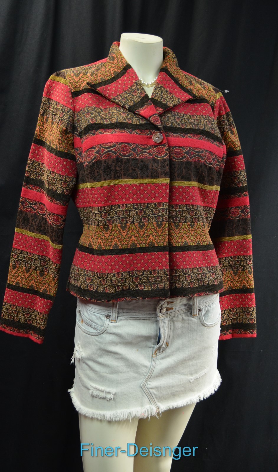 Coldwater Creek CWC shabby blazer chenille jacket art bolero coat crop ...