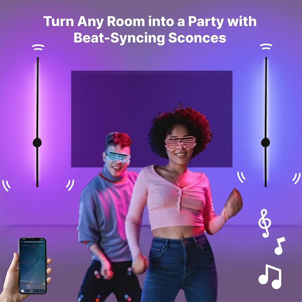 2PK Modern LED Wall Light Long Strip Sconce Stairs Bar Linear Wall Lamp ...