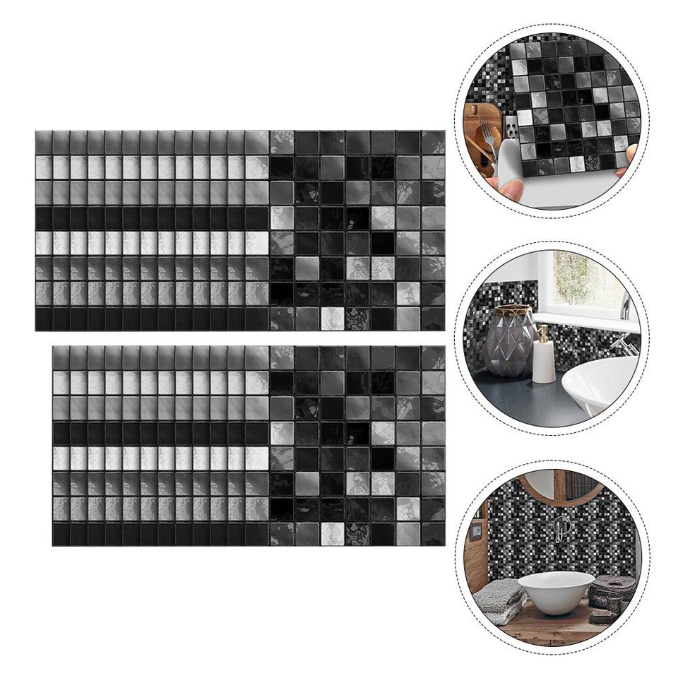 25 Pcs Glass Mosaic Tile Stickers Self Adhesive Waterproof Wall Paster ...