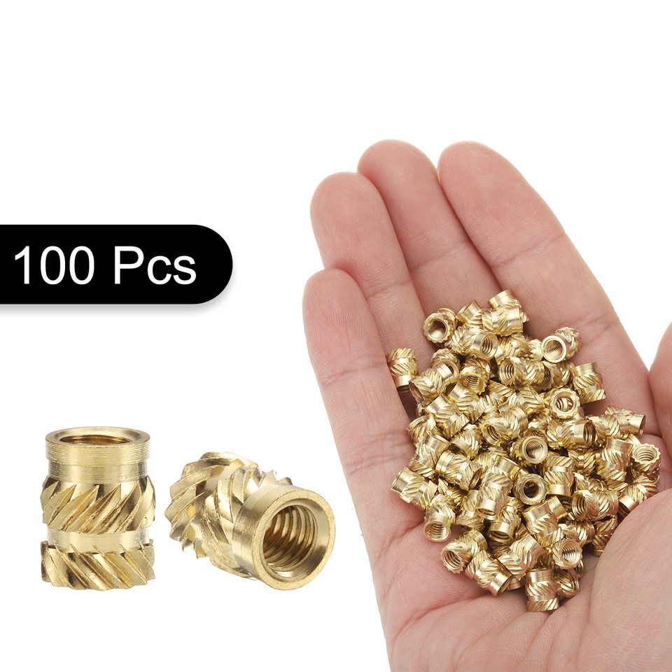 100pcs M4 Threaded Inserts Brass Heat Set Insert M4x7.5mm, OD 6mm ...