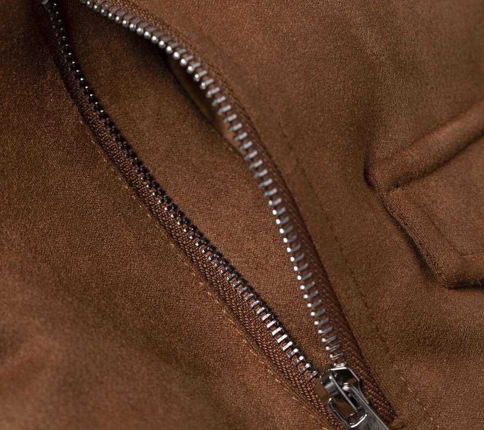 Women's Slim Fit Notched Collar Faux Suede Crossover Zipper Biker ...