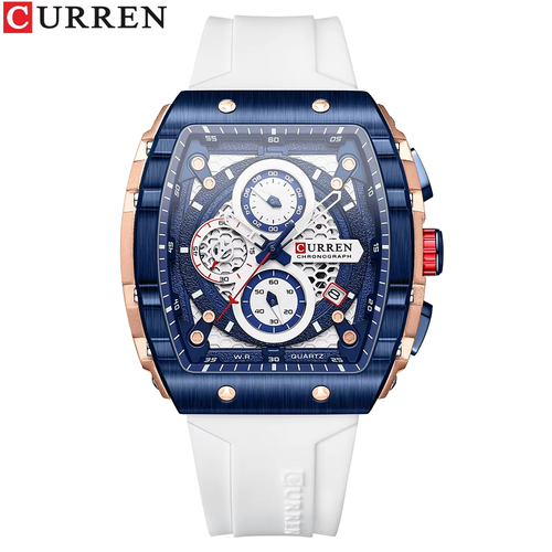 CURREN Men’s Luxury Square Chronograph Watch– 47mm 3 ATM Luminous ...