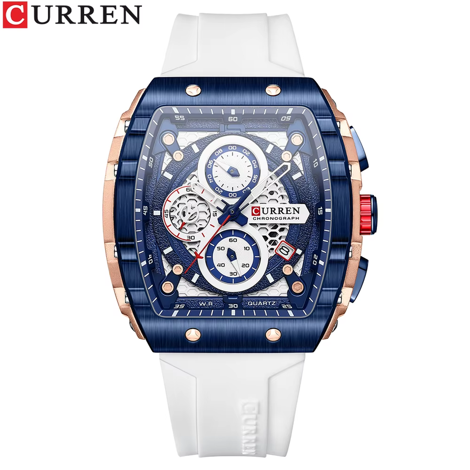 CURREN Men’s Luxury Square Chronograph Watch– 47mm 3 ATM Luminous ...