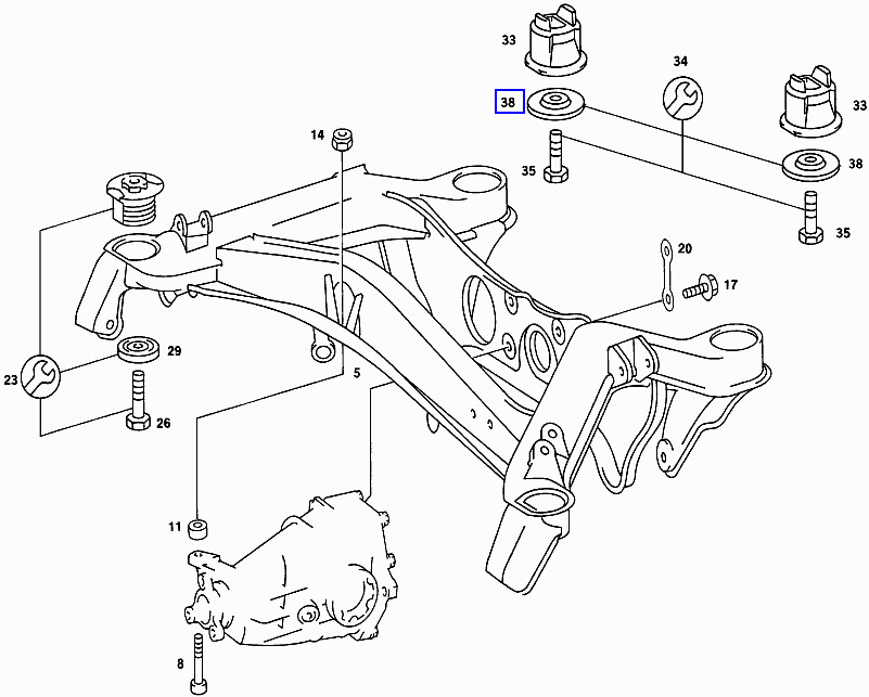Mercedes W201 W124 R129 Rear Axle Subframe Stop Washer A2013521246 New ...