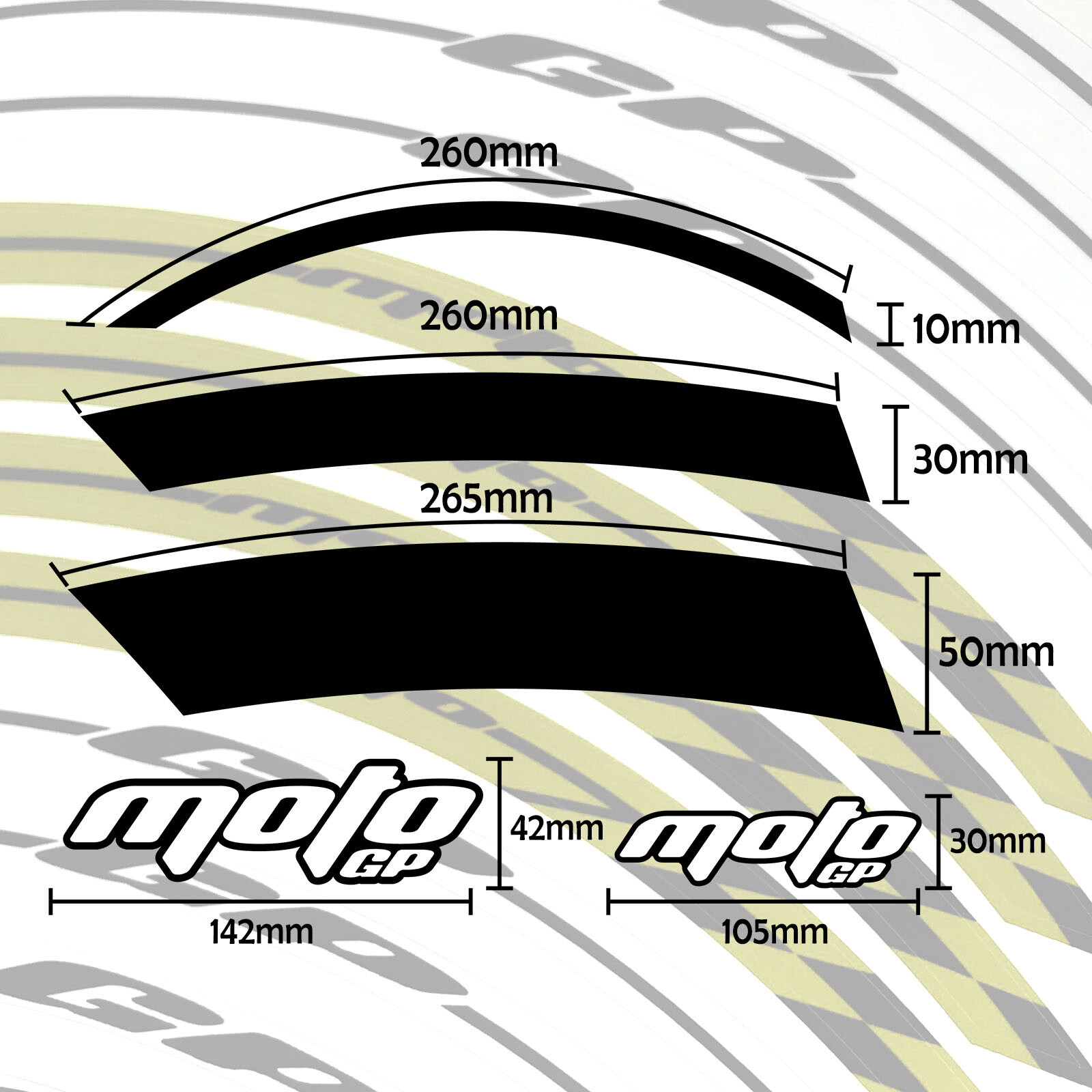 GP02 17" Motorcycle Rim Wheel Sticker Yellow For Yamaha MT07 18 19 20 ...