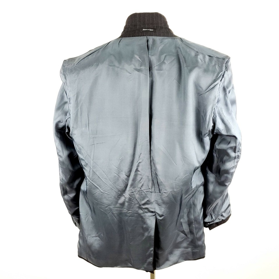 Alexandre London Savile Row 40R 2 Button Stripe Gray Wool Suit Pleated ...