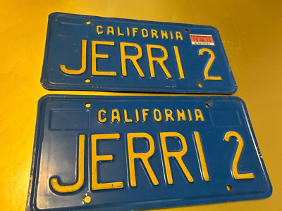 BLUE CALIFORNIA PERSONALIZED LICENSE PLATES PAIR WITH TAGS "JERRI 2" | eBay