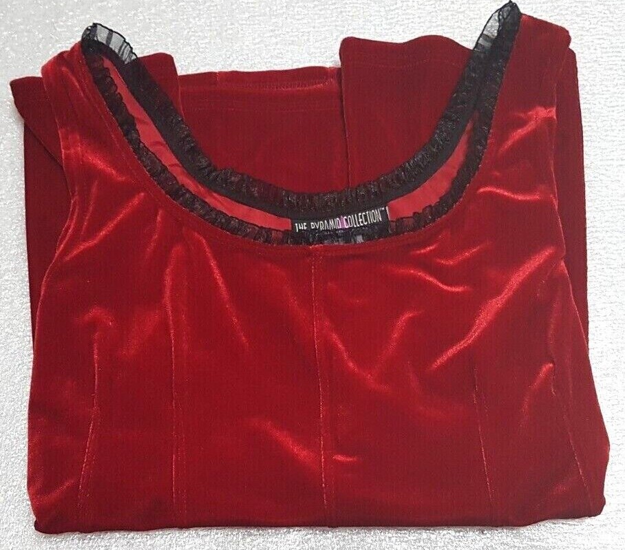 THE PYRAMID COLLECTION Stunning Red Velvet Sleeveless… - Gem