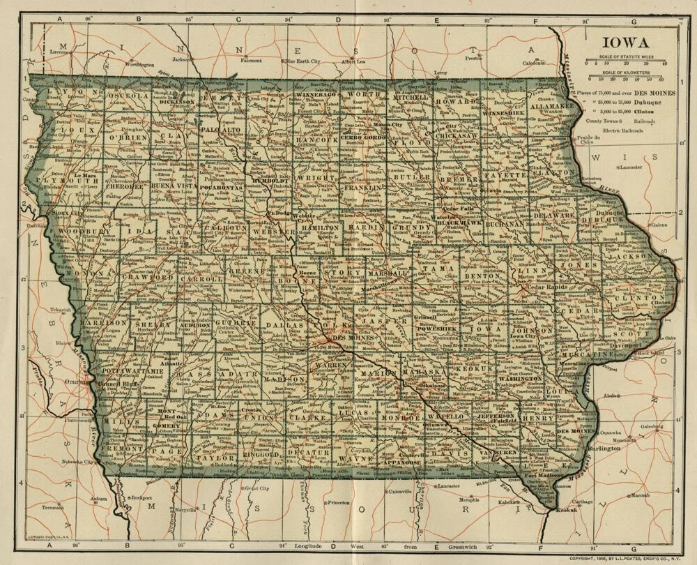 Map Of Iowa Showing Towns
