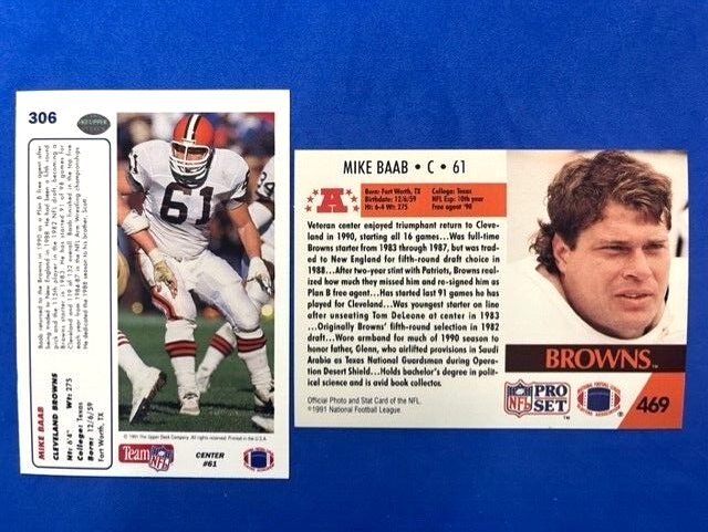 NFL - Mike Baab 1991 Upper Deck & 1991 Pro Set Football - Browns | eBay