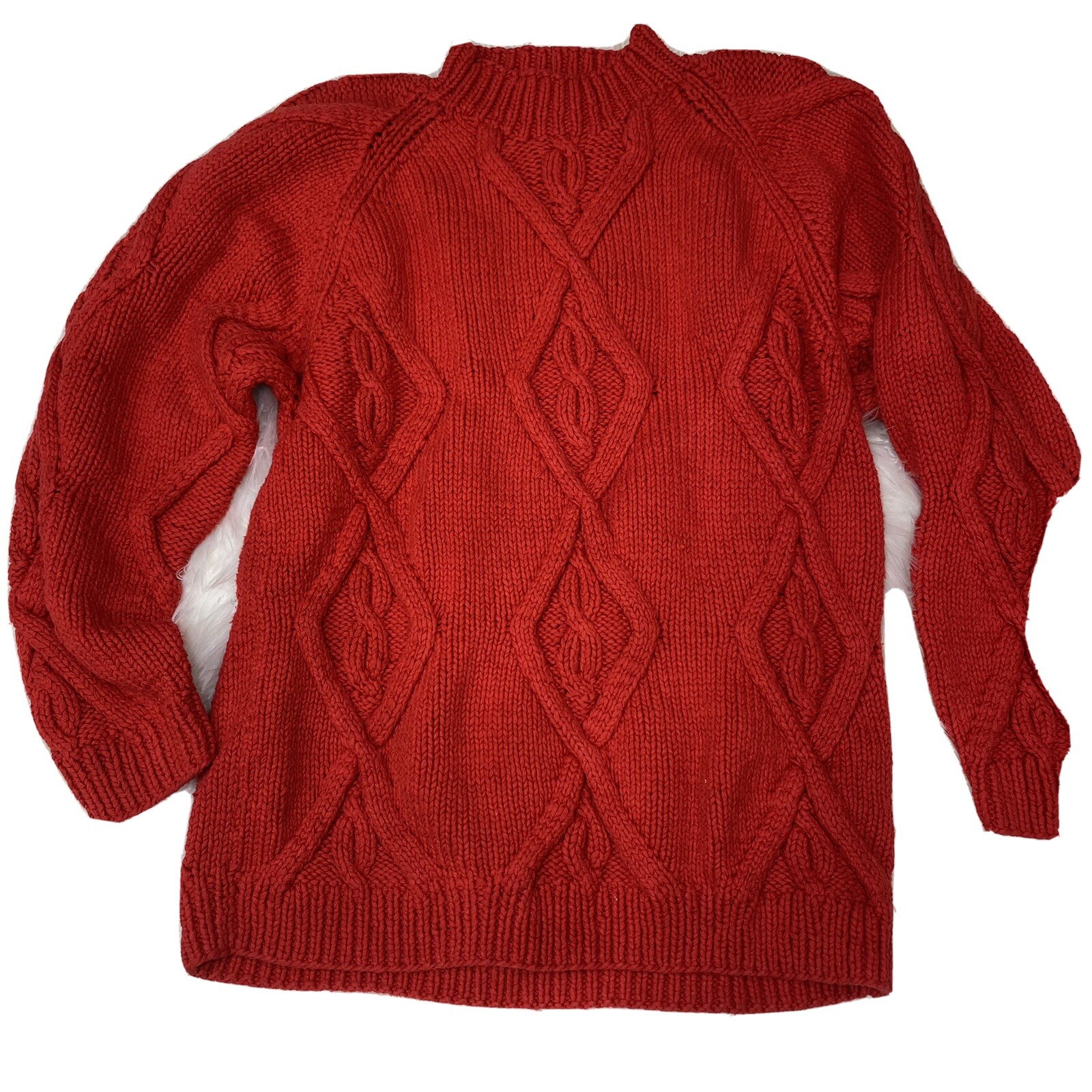 Kikit Maurice Sasson Vintage Heavy Red Cable Sweater … - Gem