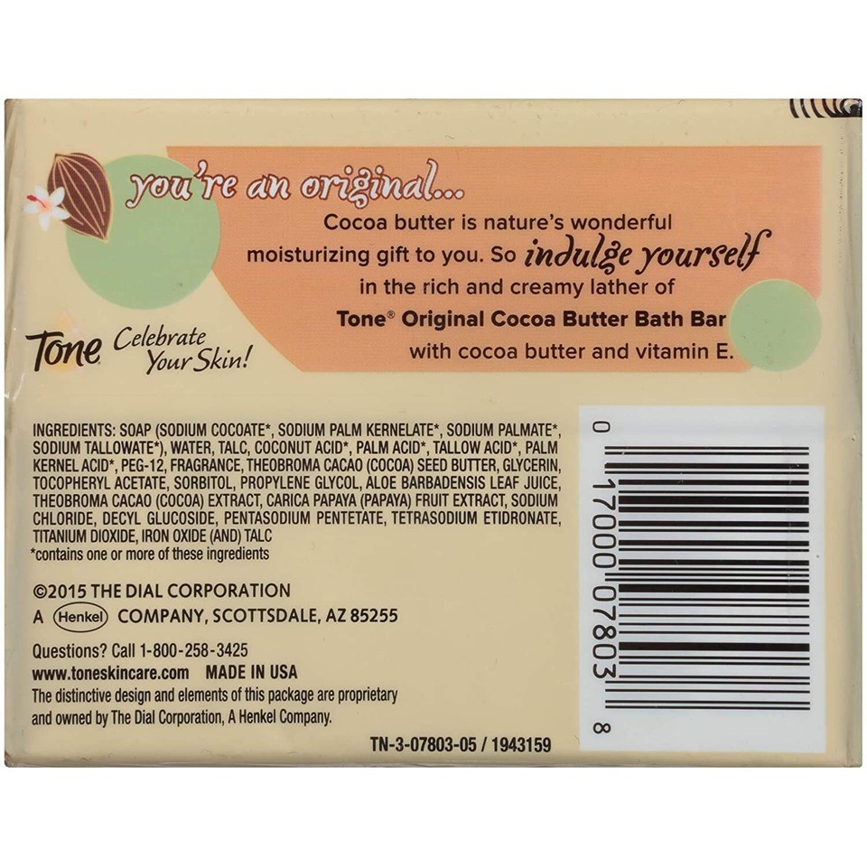 Tone® Bath Bar Soap with Cocoa Butter and Vitamin E (6-Pack, 4.25 Oz ...