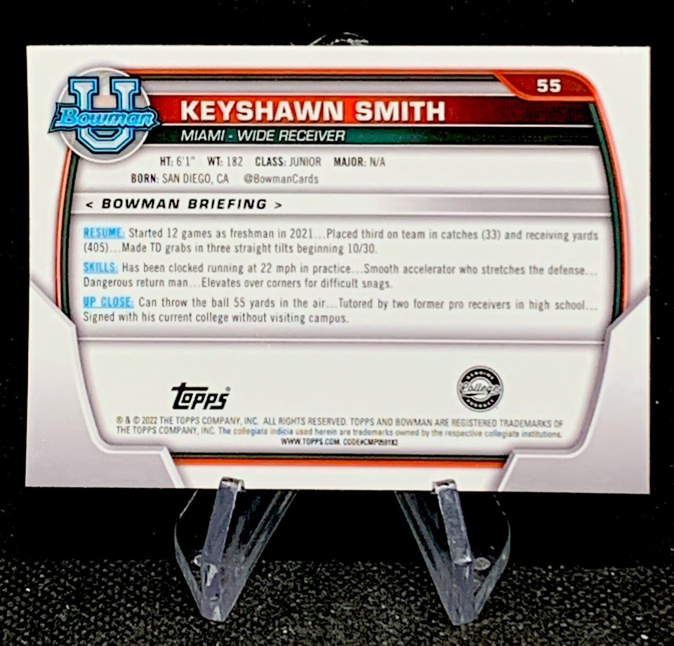 2022 Bowman Chrome University Keyshawn Smith #55 1st Bowman | eBay