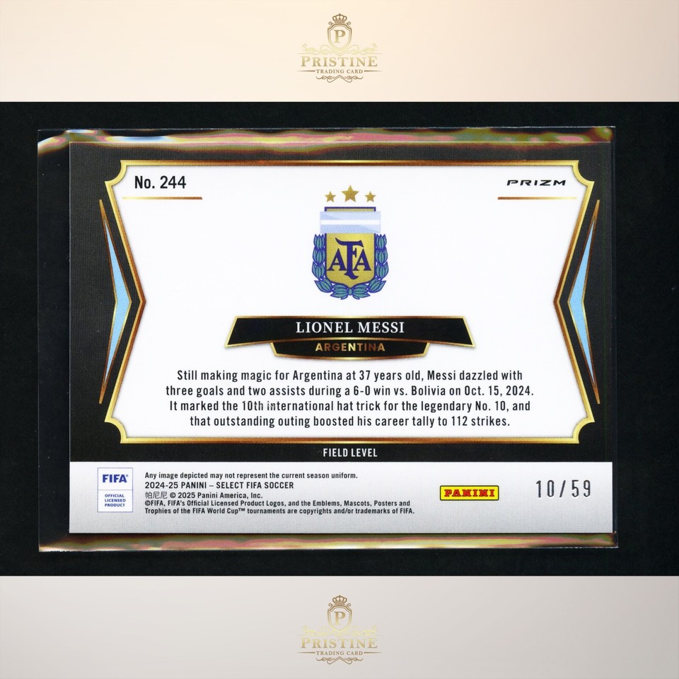 LIONEL MESSI 2024-25 Panini Select FIFA #244 Pink Prizm 10/59 Jersey ...