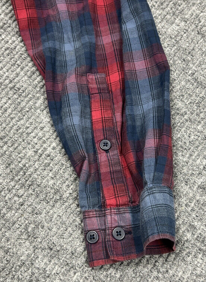 VTG Columbia Mens Shirt XL Red Blue Plaid Long Sleeve Pocket Button ...