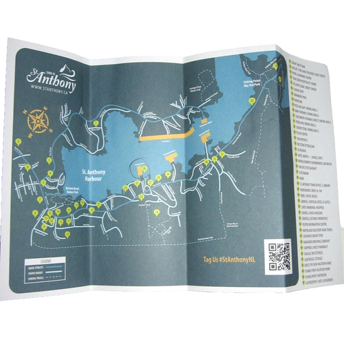 Town of St Anthony Map Newfoundland Canada Points of Interest | eBay