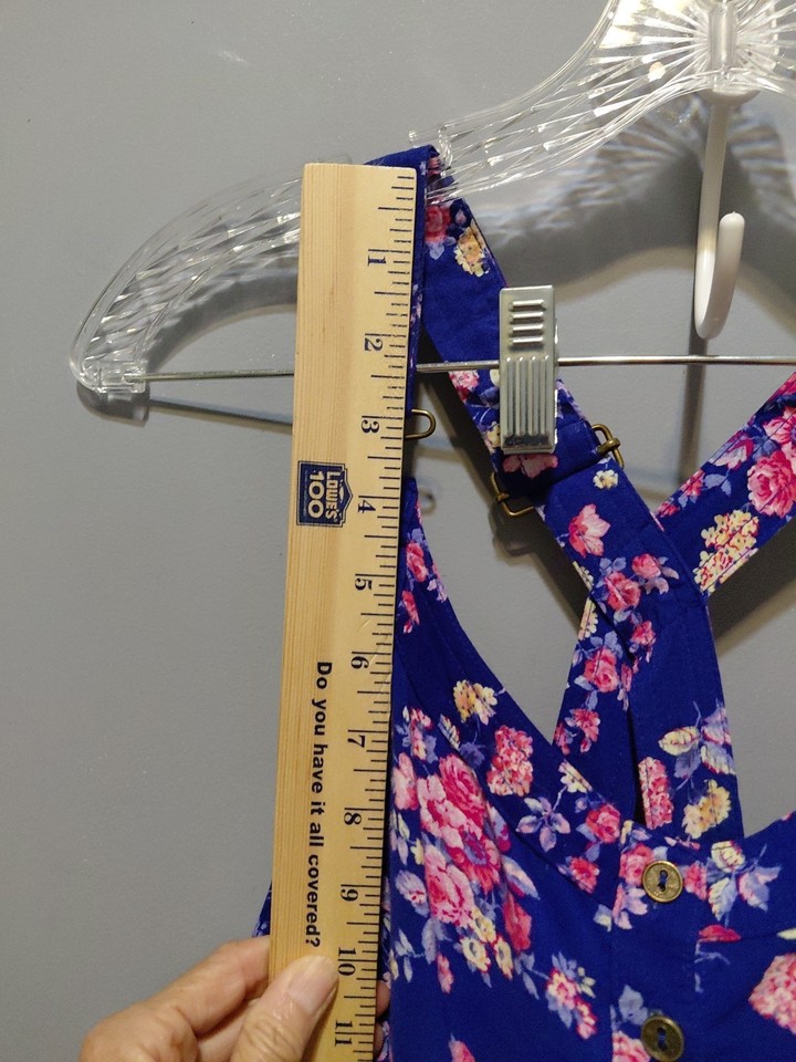 Xhilaration Dress Womens 2XL Blue Floral Print Bib Overall | eBay