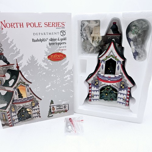 Dept 56 Rudolph's Silver & Gold Tree Toppers North Pole Christmas ...