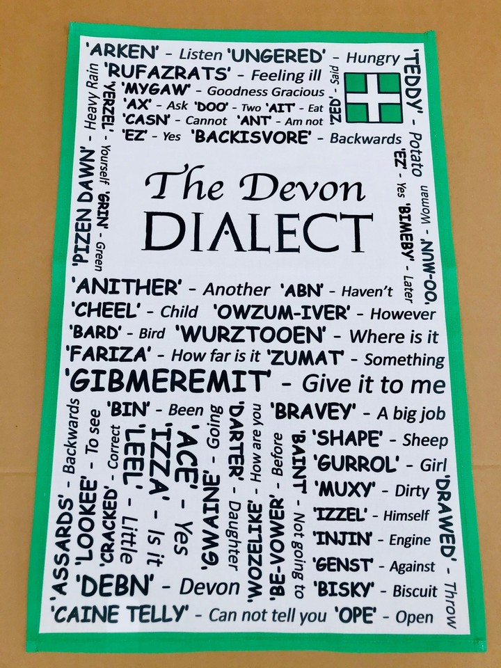 Devon Dialect Tea Towel - Great Devon Gift - Devon Gifts DEV-TT | eBay