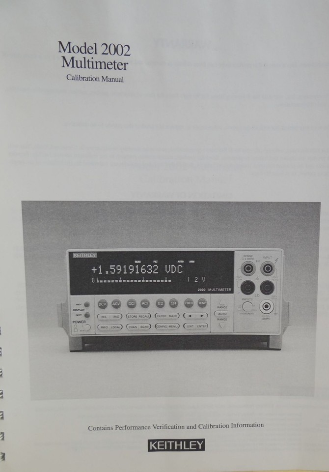 KEITHLEY 2002 MULTIMETER CALIBRATION MANUAL | eBay