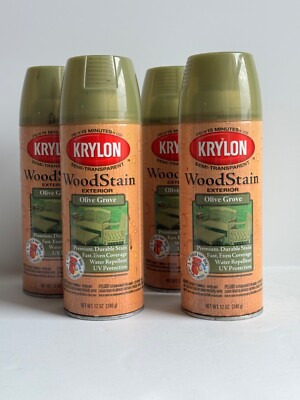 Lot OF (4) NEW Krylon Exterior Wood Stain Olive Grove Spray Stain | eBay