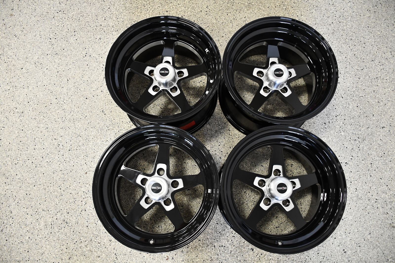 Set 4 15" Vision American Muscle 571 Sport Star II Gloss Black 15x10 ...