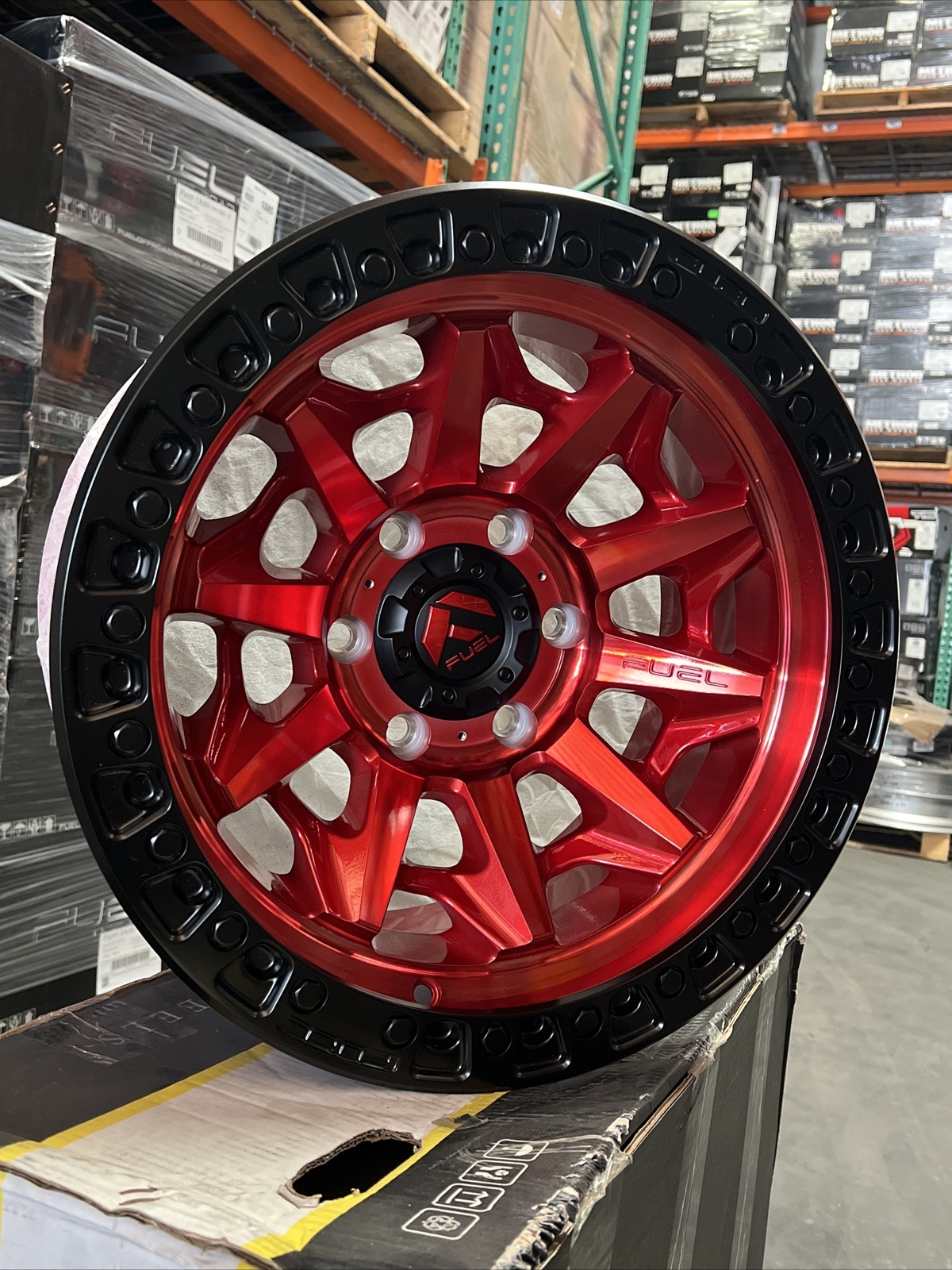 (4) 17X9 FUEL COVERT D695 CANDY RED WITH BLACK RING OFF-ROAD RIMS ...