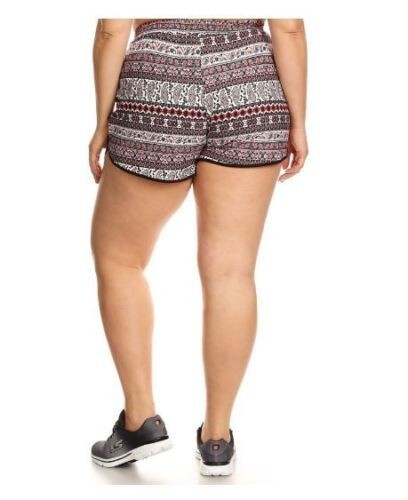 Shosho PLUS SIZE Poly Knit Sport Shorts Paisley Print w/ Drawstring ...