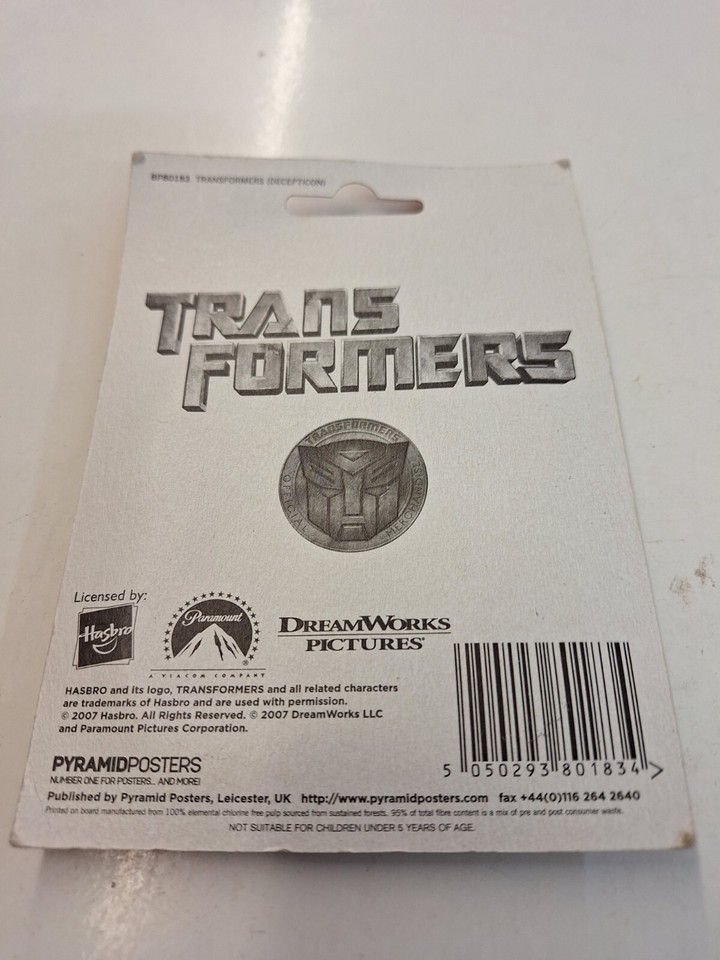 TRANSFORMERS OFFICIAL 4 PIN BADGE SET (DECEPTICON) *HASBRO 2007* | eBay