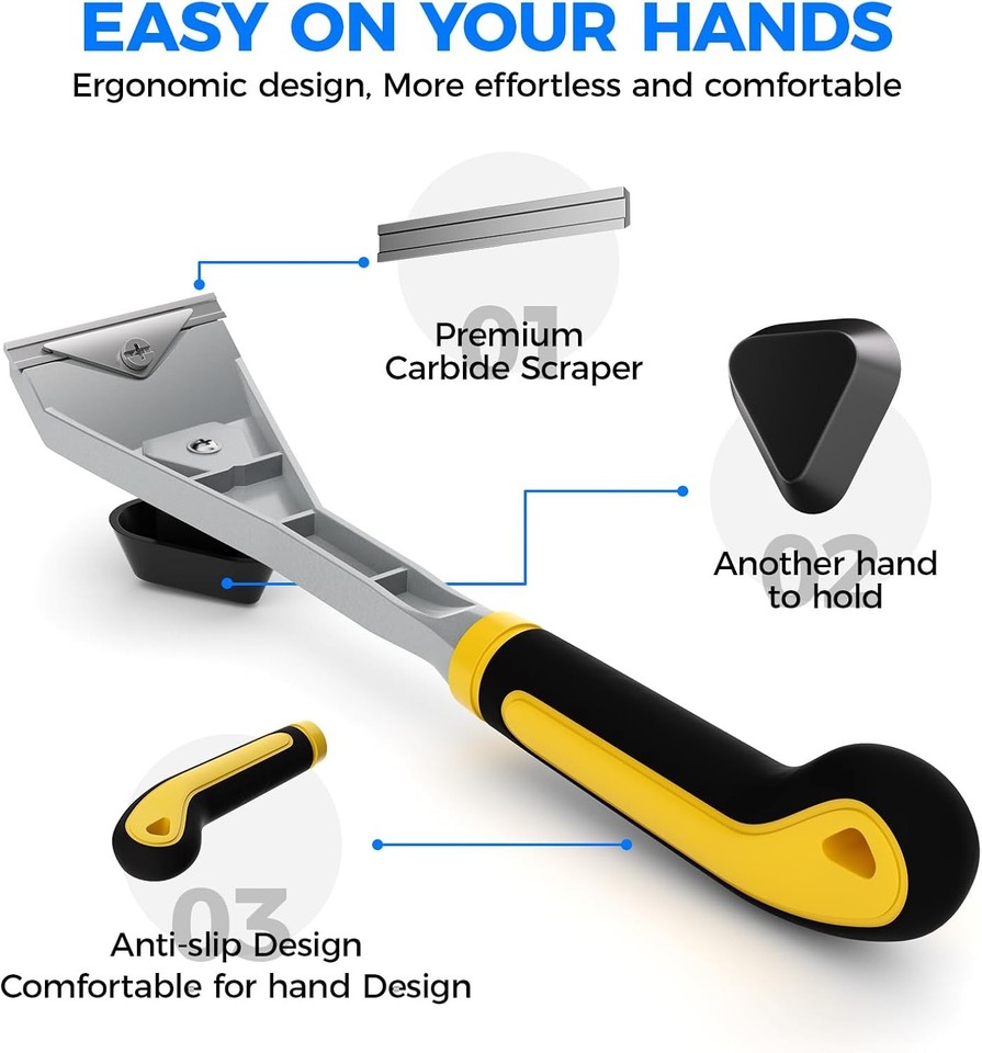 Premium Ergonomic Carbide Paint Scraper, 2.5 Inch Heavy Duty Scraper ...