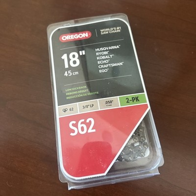 Oregon S62 18" Chainsaw Chain 2 Pack Low Kickback 62 Link 3/8” .050” | eBay