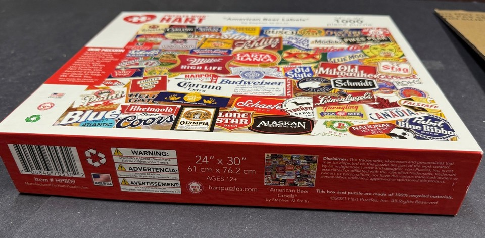AMERICAN BEER LABELS 1000 Hart Jigsaw Puzzle Corona Miller Strohs ...