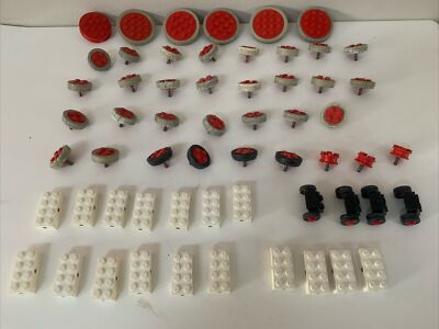 Lego Red Wheel with Metal Axle, Gray Tire Axle Bearing Bricks Holes on ...