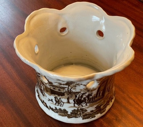 English ironstone: Antique Victoria Ware planter/crocus pot; brown hunt ...