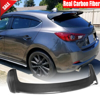 For Mazda 3 Axela Hatchback 14-19 Real Carbon Rear Roof Window Spoiler ...