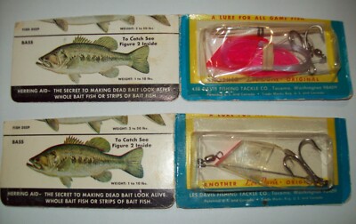Two Vintage Fishing Herring Aid Les Davis New In Package- Cut off ...