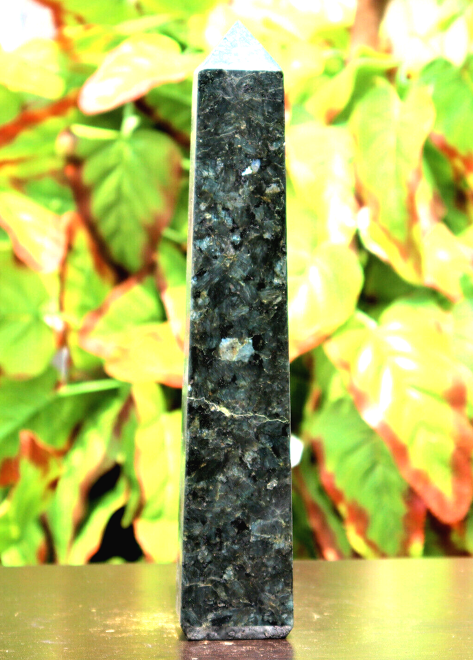 280MM Blue Larvikite Crystal Healing Obelisk Chakra Gemstone 4 Faceted ...