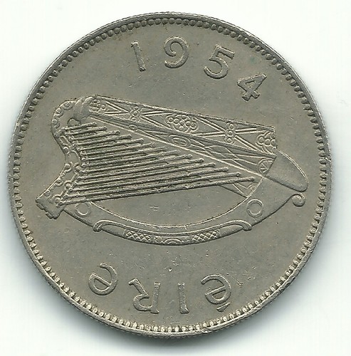 HIGH GRADE 1954 IRELAND ONE SHILLING COIN- HARP-AGT661 | eBay