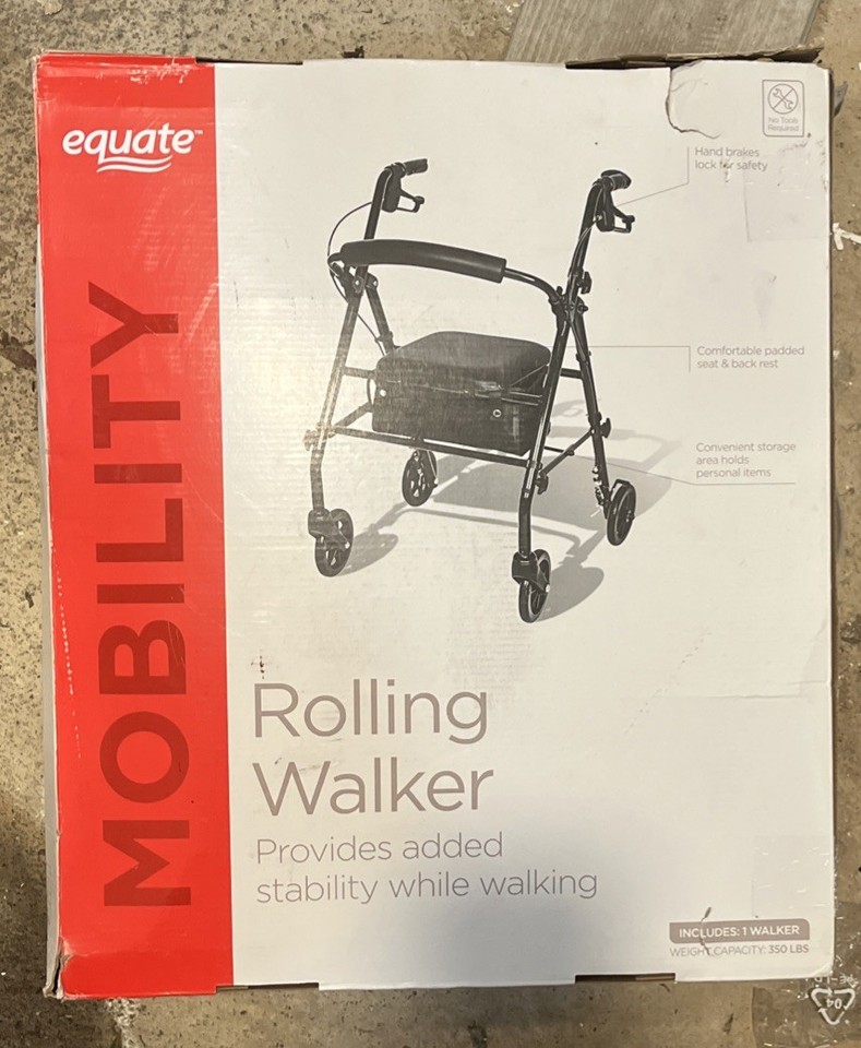 Equate Rolling Walker For Seniors, Rollator Walker with Seat and Wheels ...