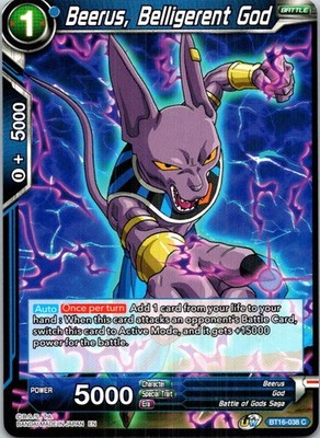Beerus, Belligerent God BT16-038 Common Realm of the Gods NM Dragon ...