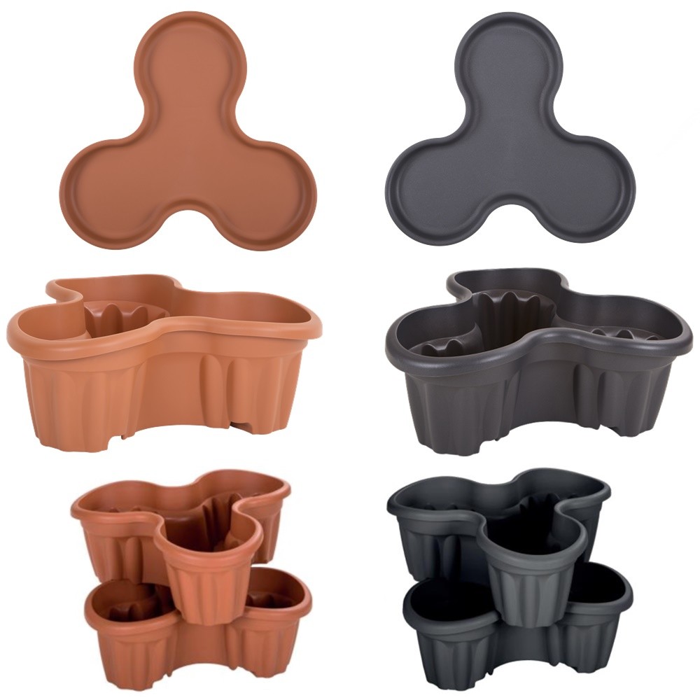 STRONG PLANT TRIO POT FLOWER HERB POTS SEED TRI PLANTER 3 POT PLANTER ...