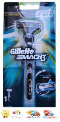 Gillette Mach3 RAZOR Handle+Refill Cartridge Shaver Use w Turbo M3 ...