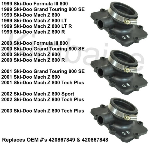 1999-2003 Ski Doo Formula III 800 Mach Z & Listed 3 Carb Intake Boot ...